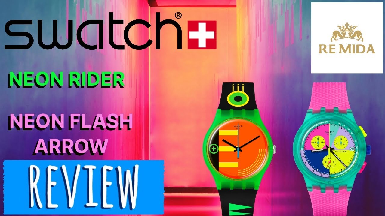 Swatch New wave'90 Neon rider Neon flash Arrow REVIEW - YouTube