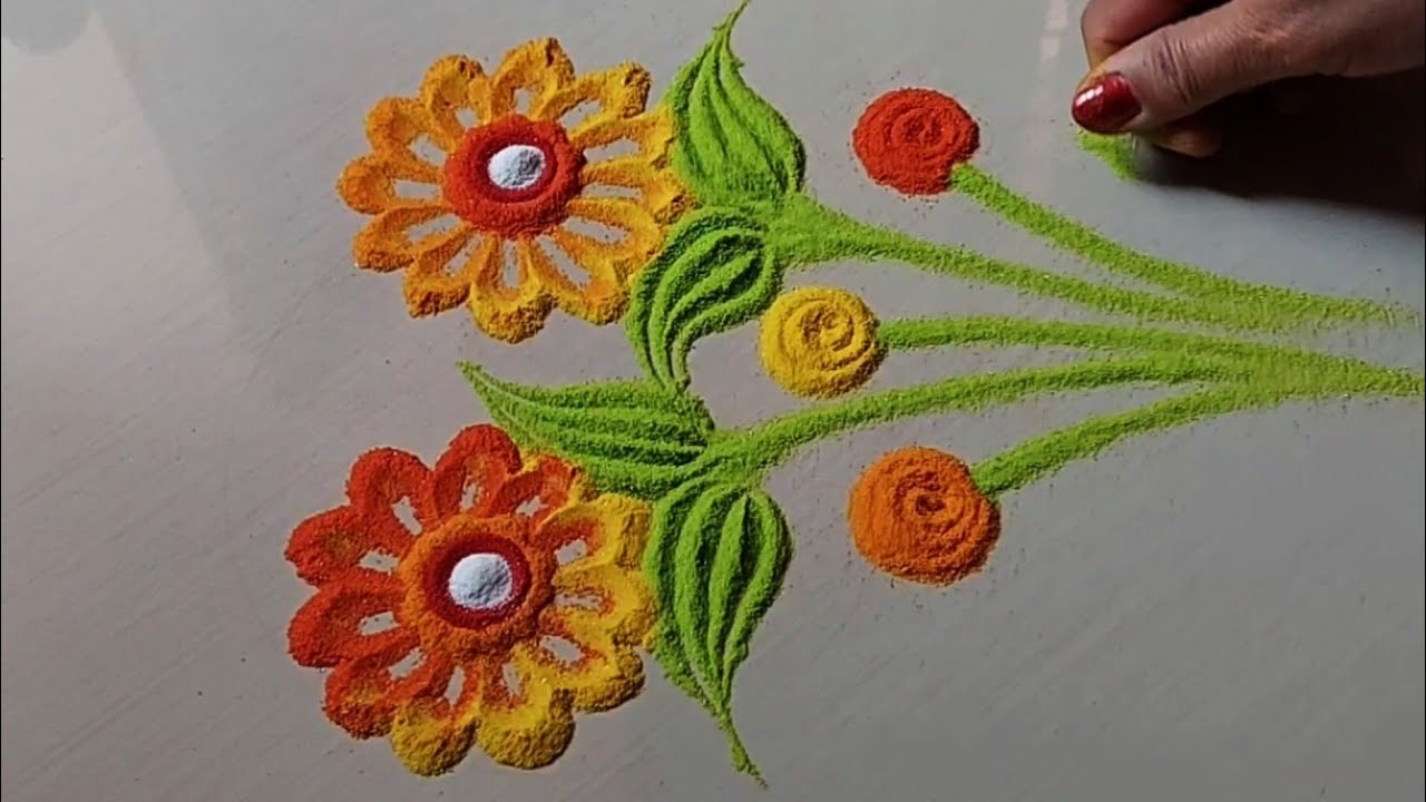 Beautiful & easy everyday rangoli design |Creative rangoli design ...