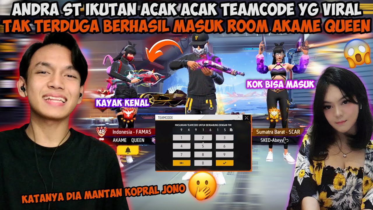 ANDRA ST IKUTAN ACAK ACAK TEAMCODE MALAH NYASAR KE ROOM CEWEK YOUTUBER FF OLD QUEEN KHANZA🤣 ...