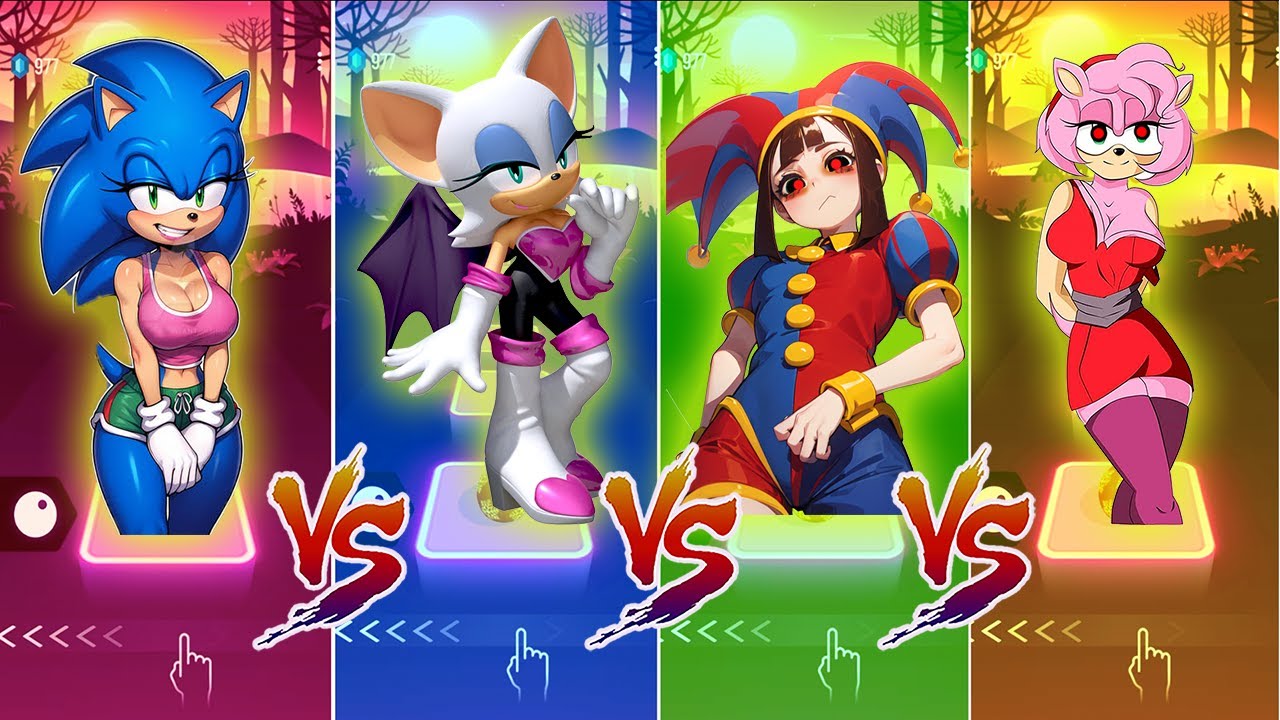 Sonica the Female EXE vs Hot Rouge the Bat vs Pomni EXE vs Amy EXE ...