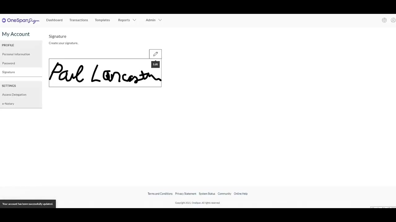 OneSpan Sign: How to Create and Save a Handwritten Signature - YouTube