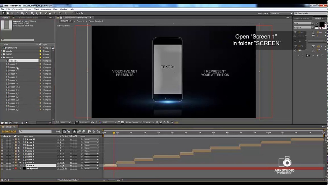 AFTER EFFECTS CC 2018 3D Mobile App Promo Kit COMP - YouTube