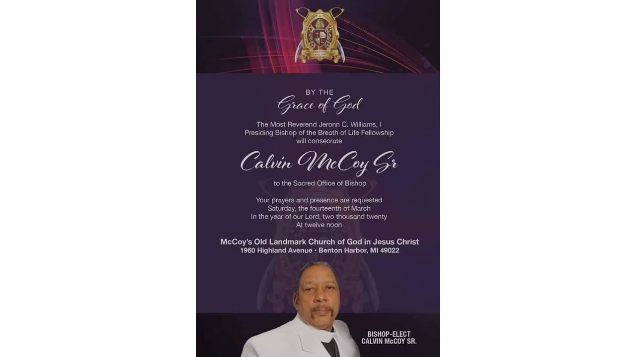 Bishop Elect Calvin McCoy Sr. consecration to Bishop. 3/15/2020 - YouTube