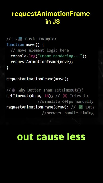requestAnimationFrame javascript #85/100 #javascriptinterview #javascript #jsshorts - YouTube