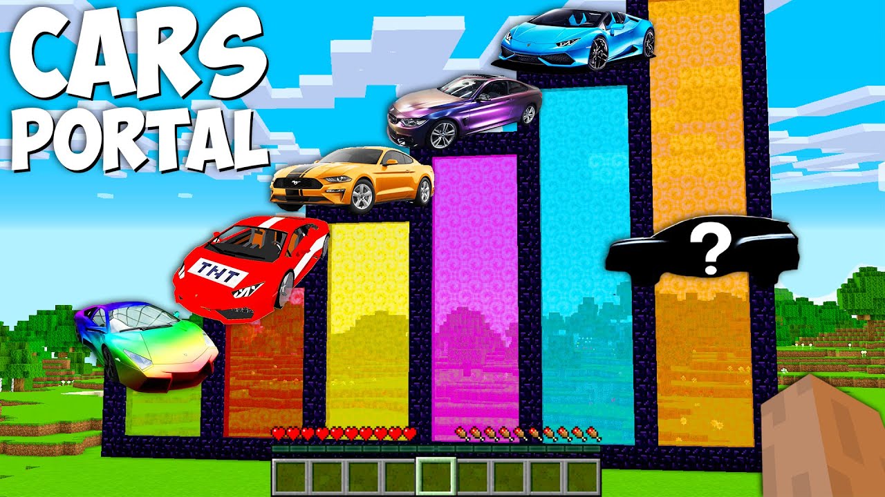 I can BUILD SECRET CARs PORTAL OF ALL SIZES in Minecraft ! GREEN vs RED ...
