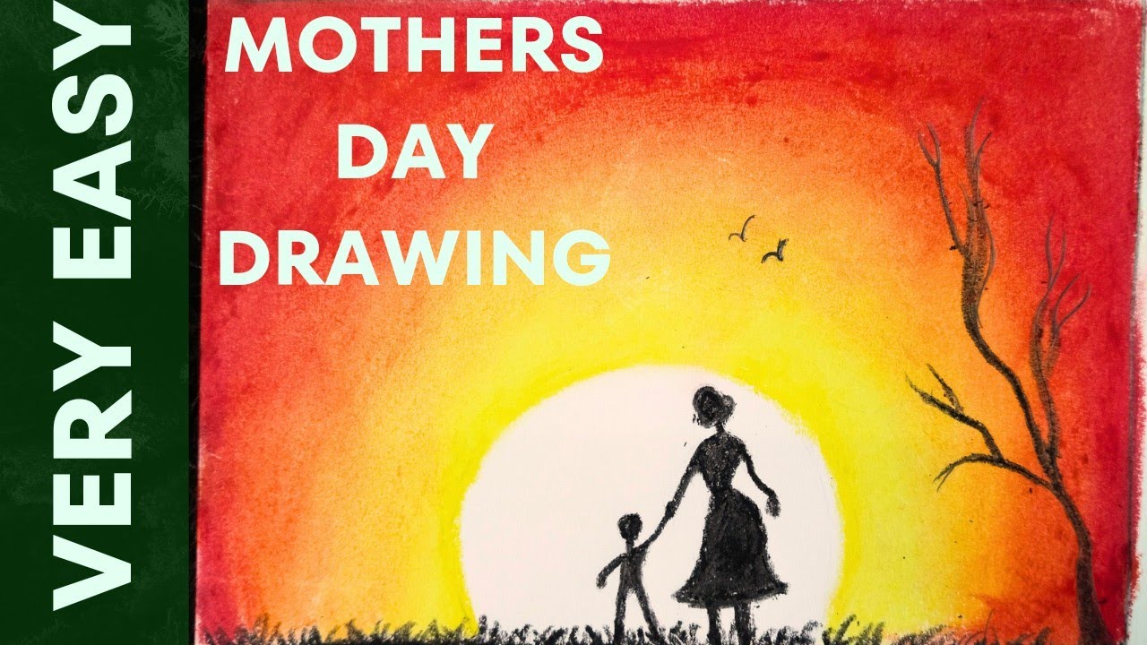 Mother's Day Drawing || Very Easy Drawing || Mother and Baby Drawing ...