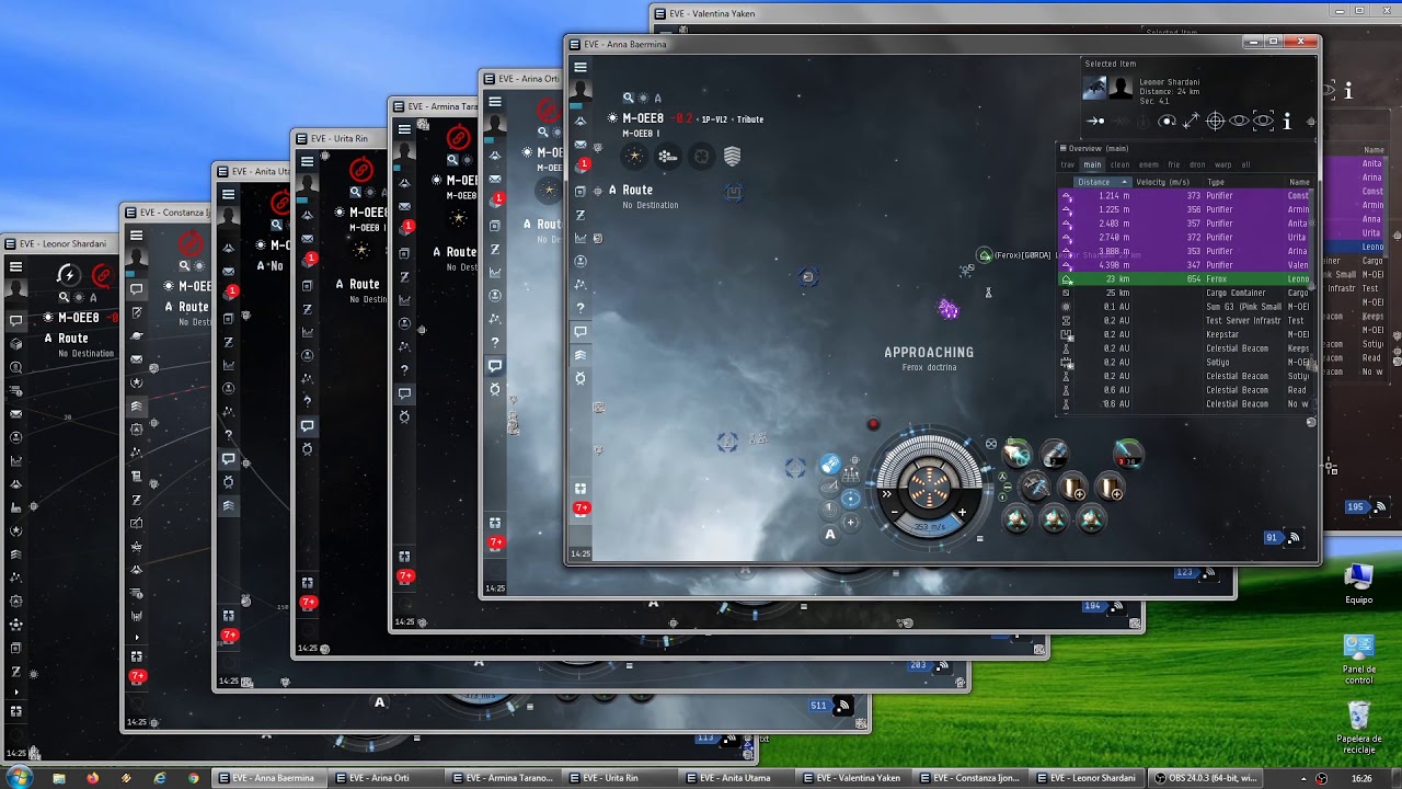 Multibox bombing run EvE Online practice - YouTube