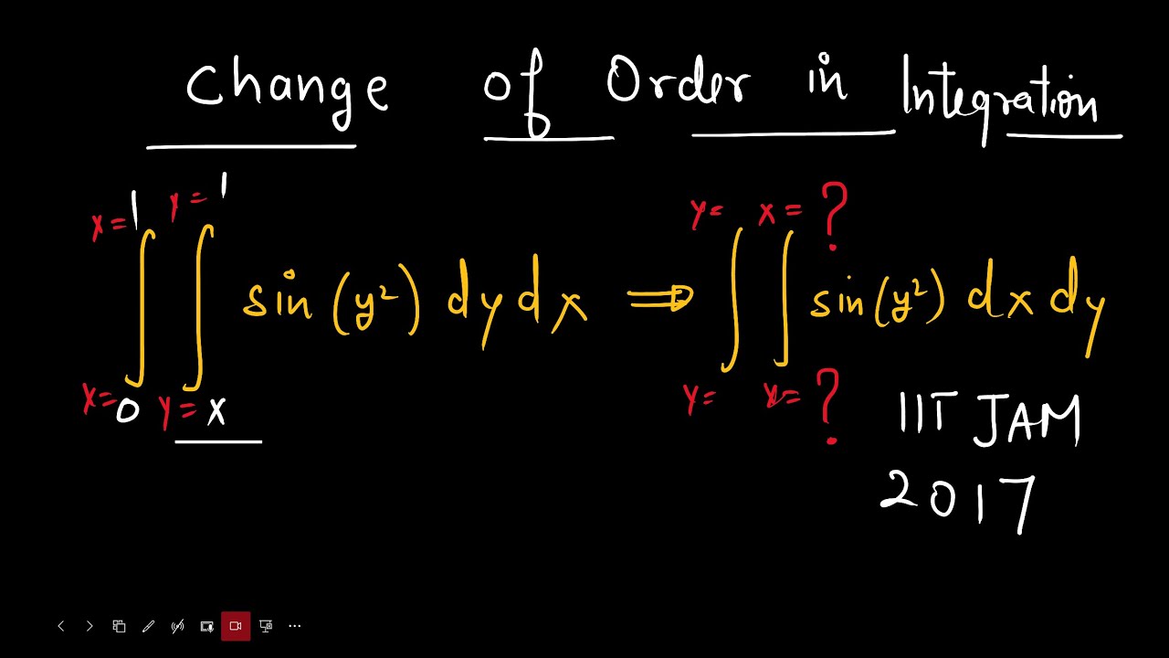 Change In Order of Integration , {{ ∫ ∫ sin(y^2) dy dx,X:0 to 1,Y:x to ...