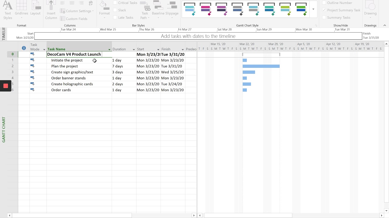 MS Project Tutorial #1 - Entering activities - YouTube