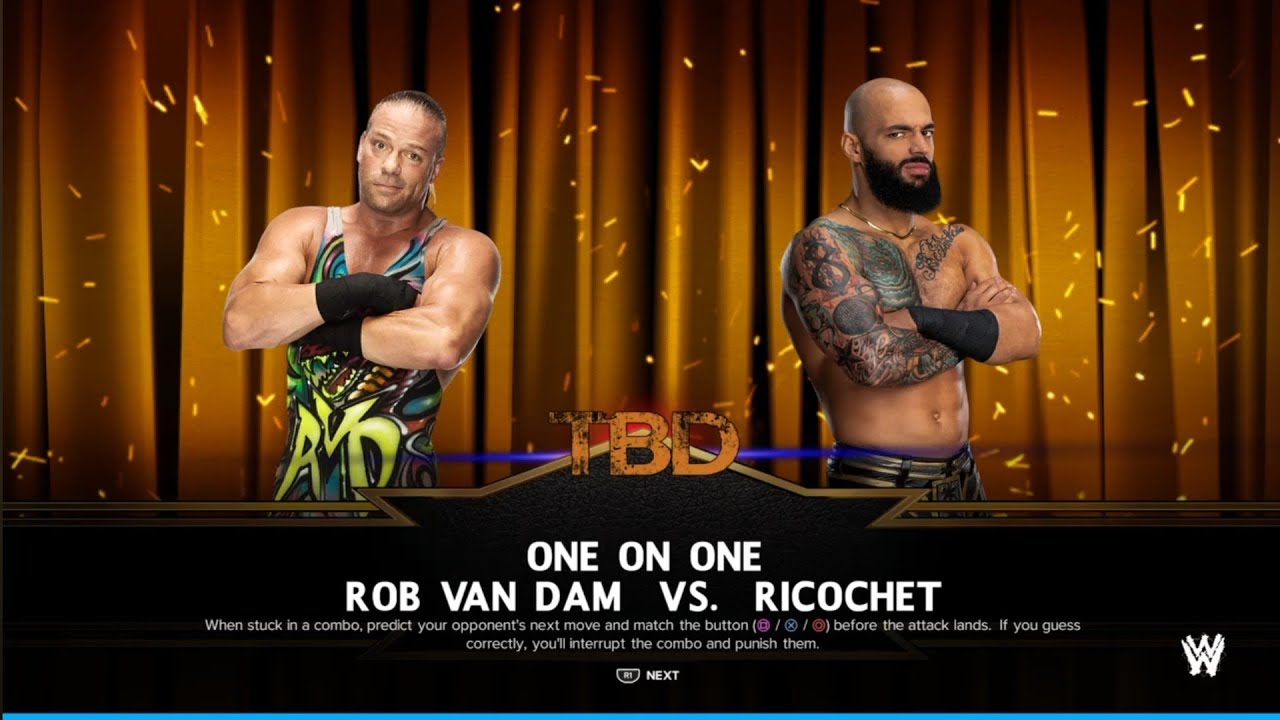 Rob Van Dam vs Ricochet. TBD. WWE 2K24 - YouTube