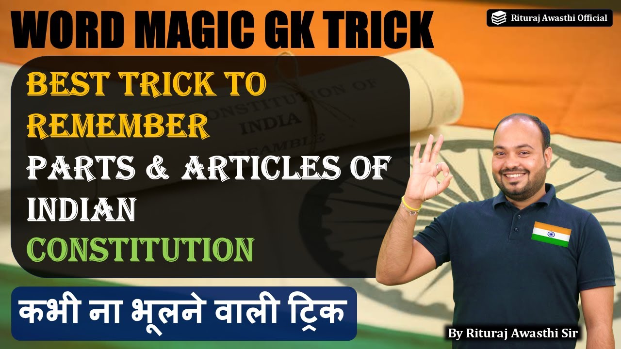 Best Trick to Remember Parts & Articles of Indian Constitution ...