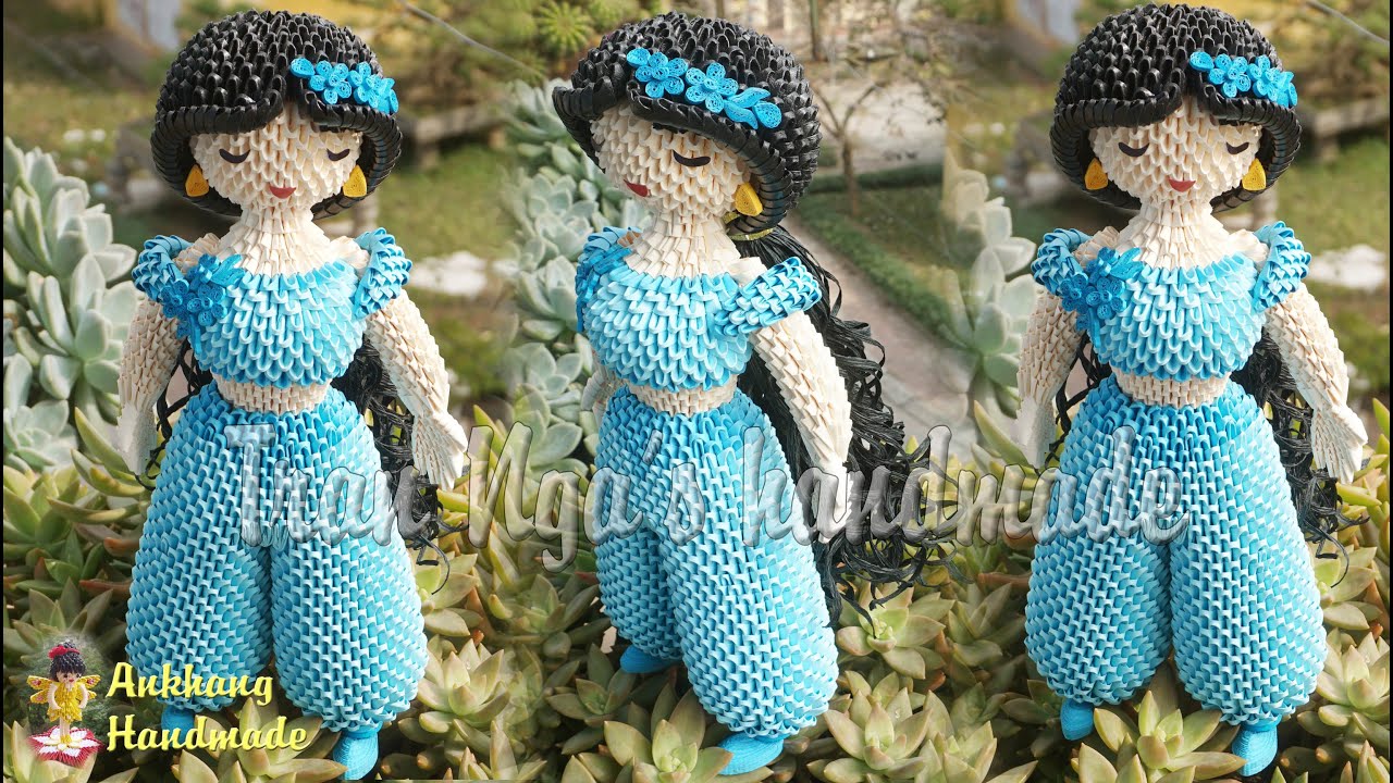 3d origami Jasmine princess , paper Jasmine princess doll handmade gift ...