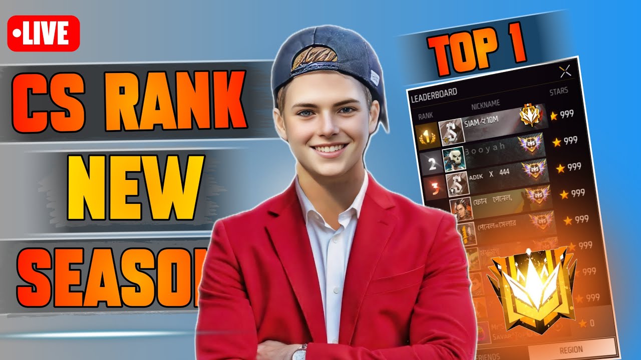 🔴Free Fire LIVE | CS Rank New Season Rank Push | GOLD to GRANDMASTER ...