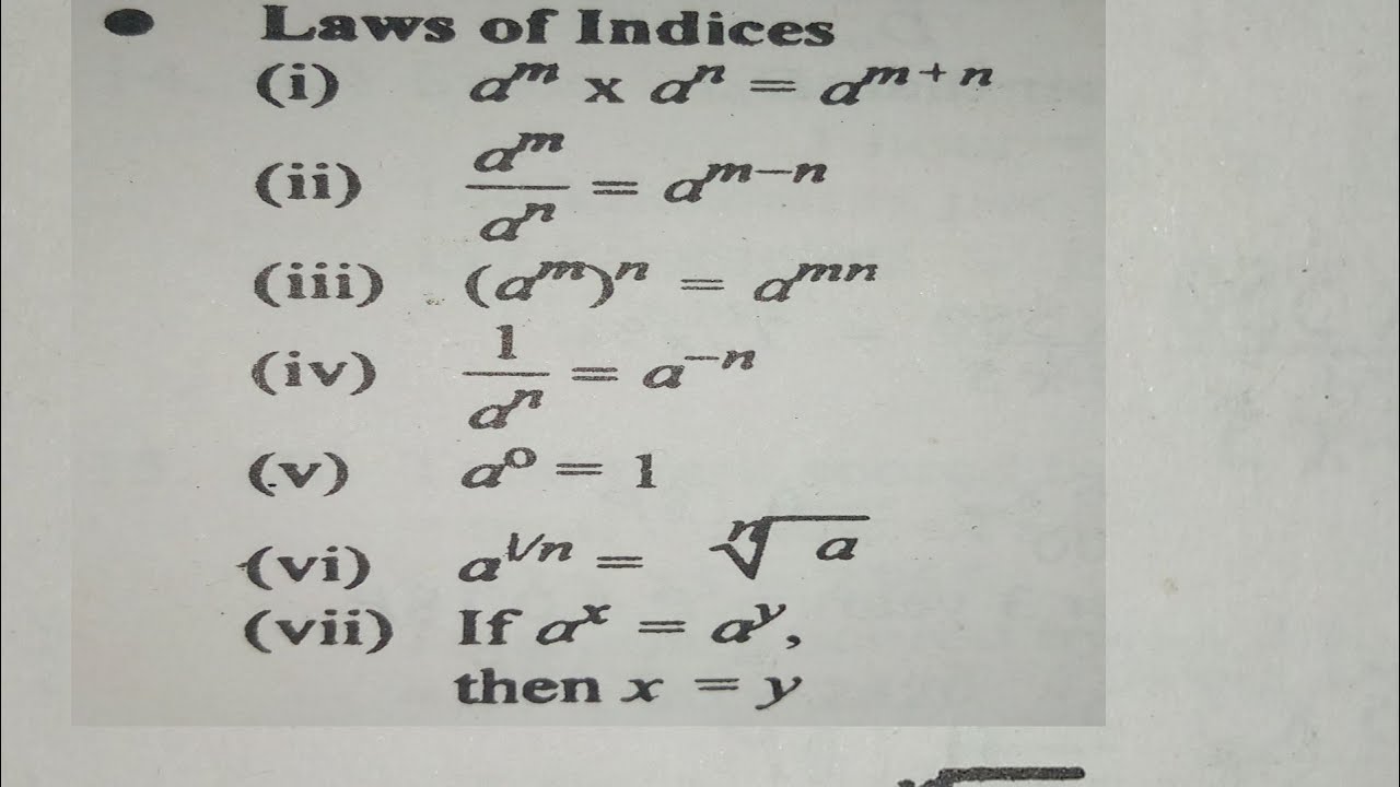 Indices| law of indices, for WAEC, NECO, JAMB, GCE... Preparation - YouTube