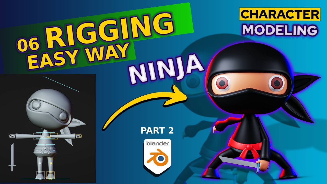 06 Ninja Character Modeling in blender for beginners | Rigging in ...