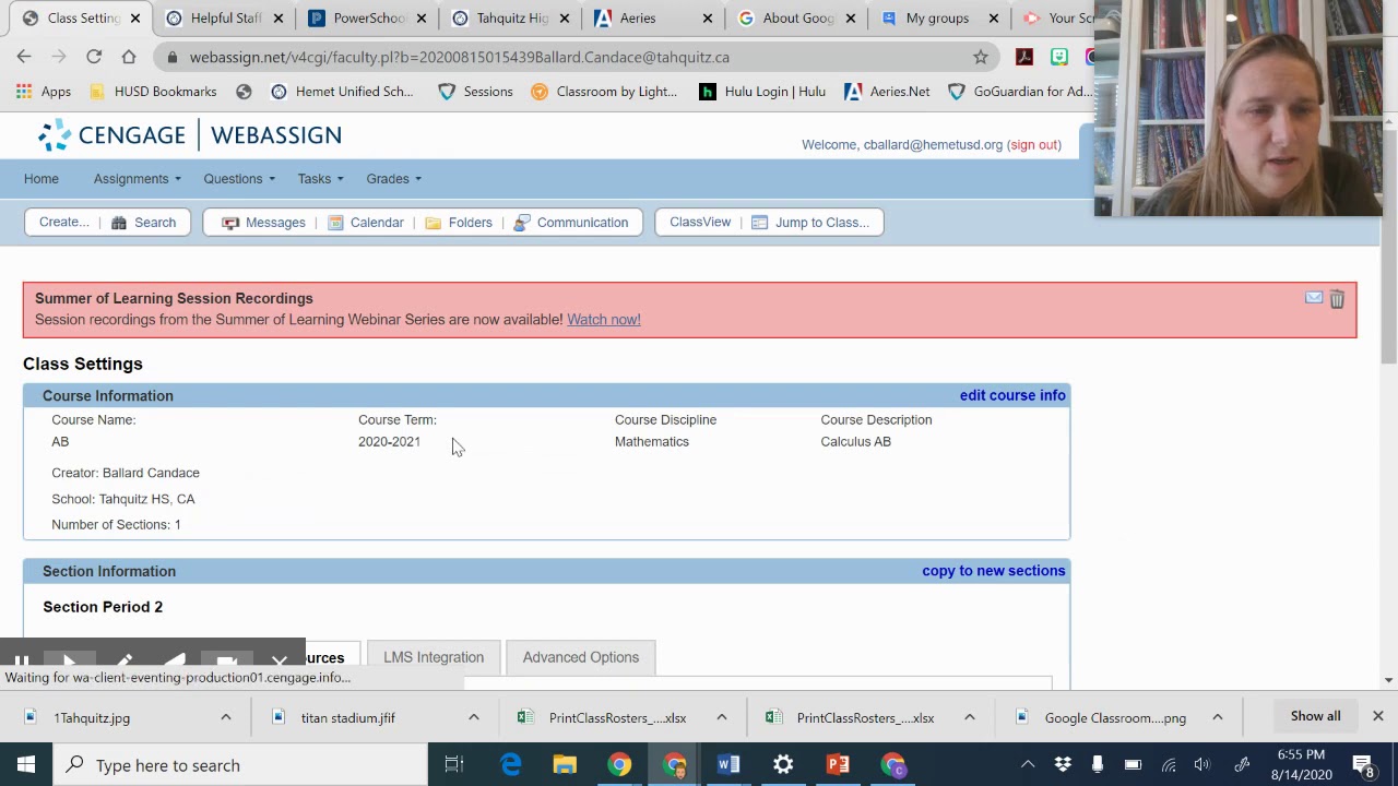 Settin up WebAssign for students to enroll - YouTube