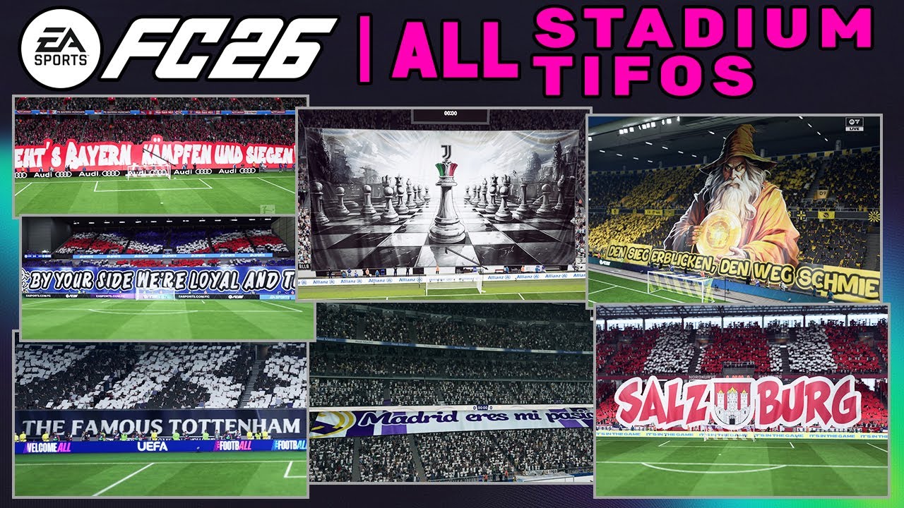 EA SPORTS FC 26 | ALL 90 STADIUM TIFOS - MANY NEW - YouTube