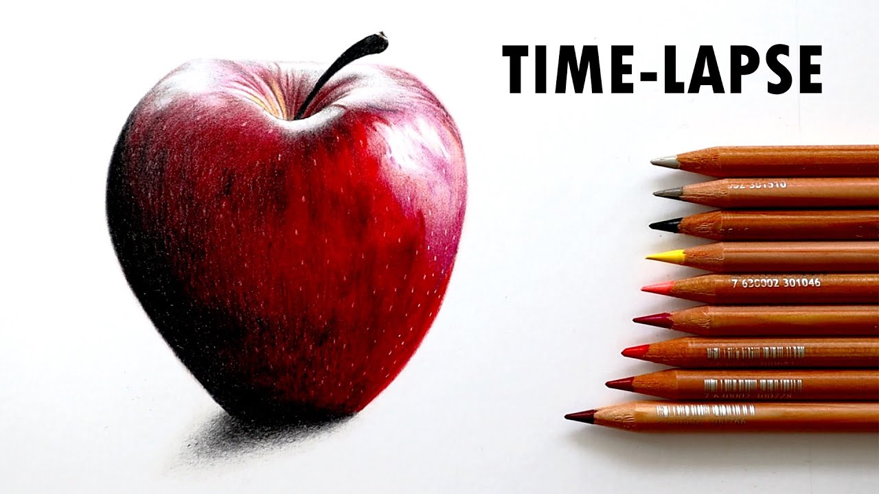 Realistic Apple Drawing | Colored Pencil | Time-lapse - YouTube