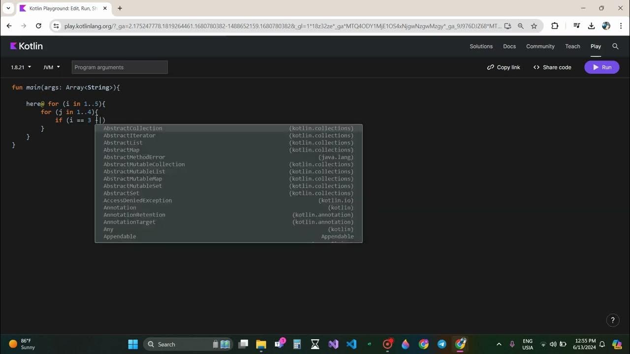 Kotlin (Programming Language) Project 29: 'labeled continue' Created by Trishanth Kumar - YouTube