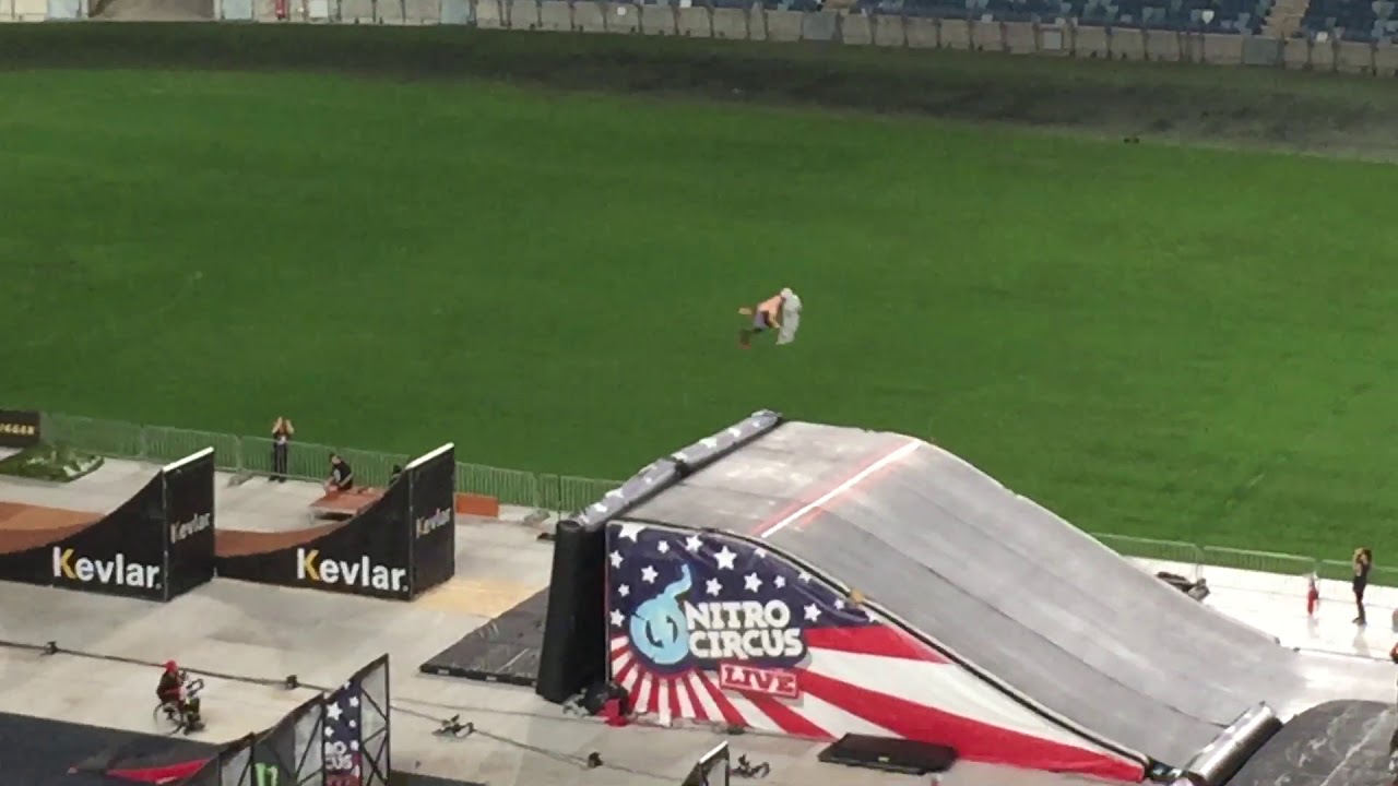 Nitro Circus Live - Bodyboarding big jump - YouTube