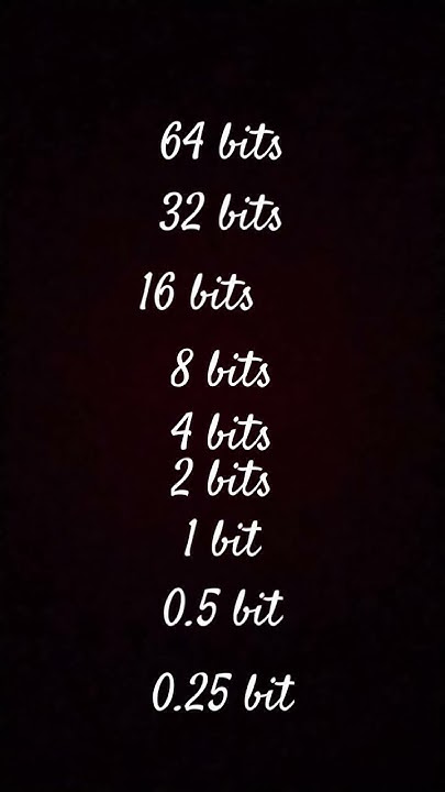 64 bits 32 bits 16 bits 8 bits 4 bits 2 bits 1 bit 0.5 bit 0.25 bit 0.125 bits 0.0625 bits - YouTube