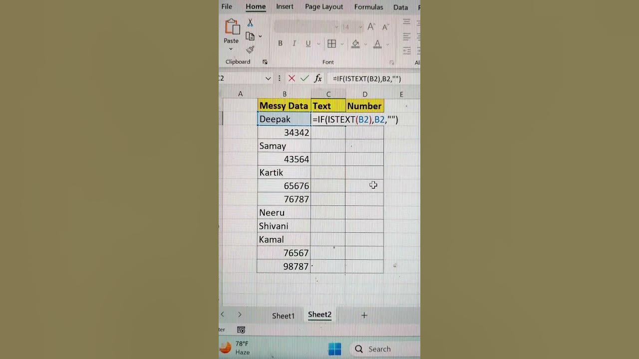 Separate Texts And Numbers In Excel 🔥 Important Excel Tricks Shorts Howto Exceltips