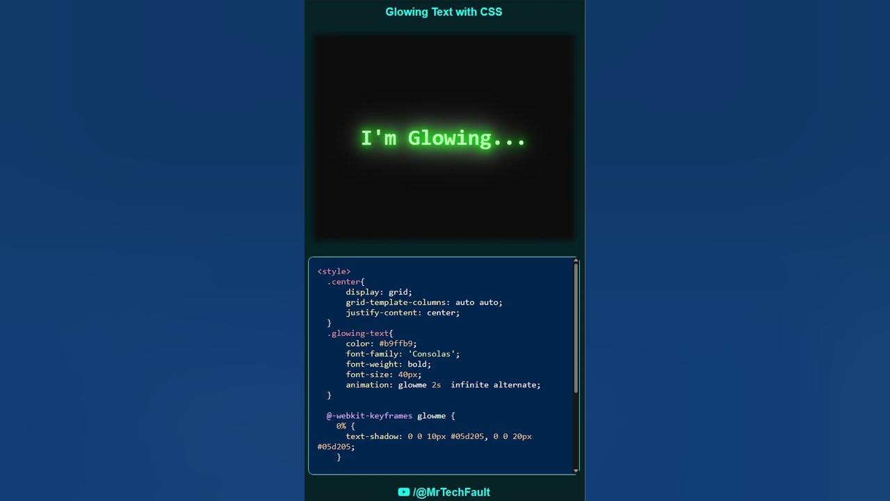 Glowing Text With Css Coding Code Html Htmlcss Css Css3animation 9071