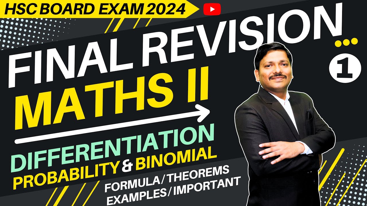 MATHS FINAL REVISION LEC 1: DIFF, PD, BD - HSC BOARD EXAM 2024 MAHARASHTRA | #hsc2024 | Dinesh ...