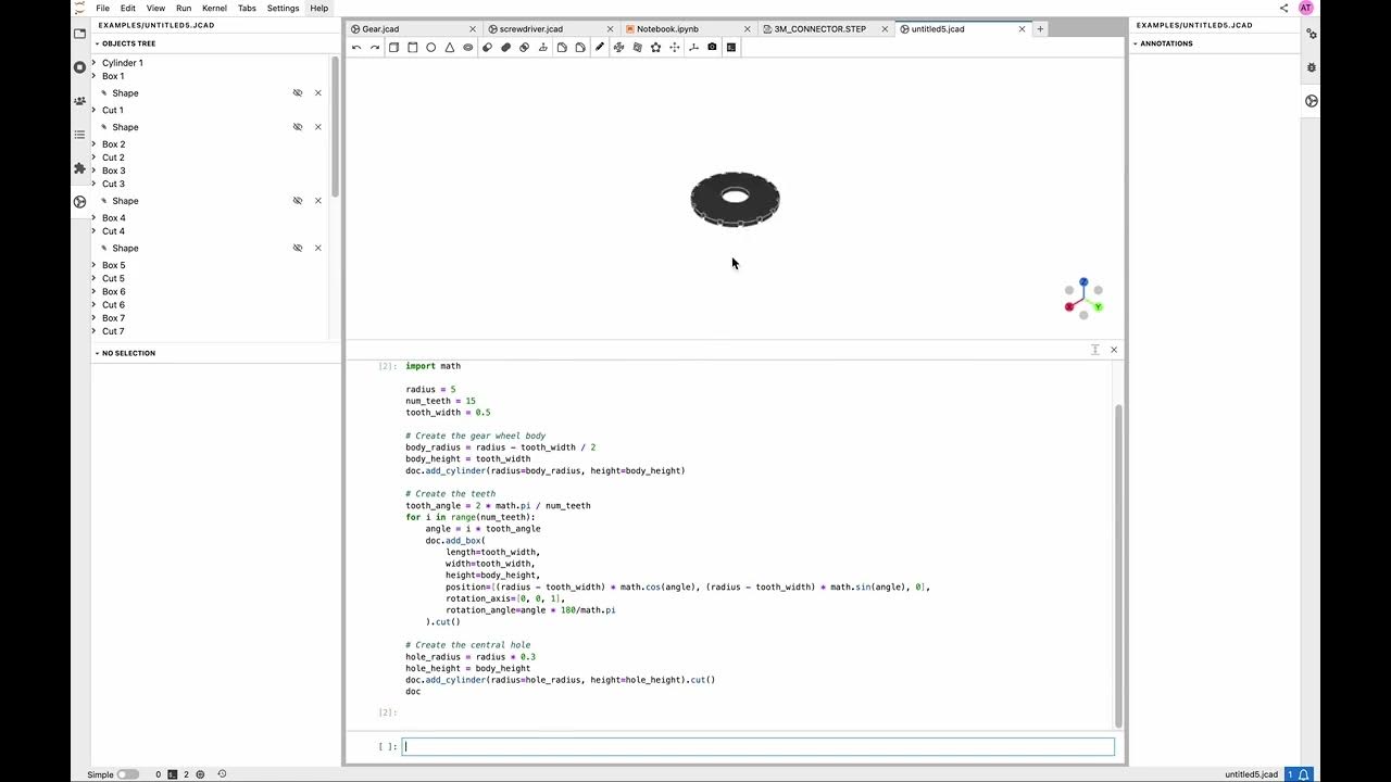 JupyterCAD Python Console - YouTube