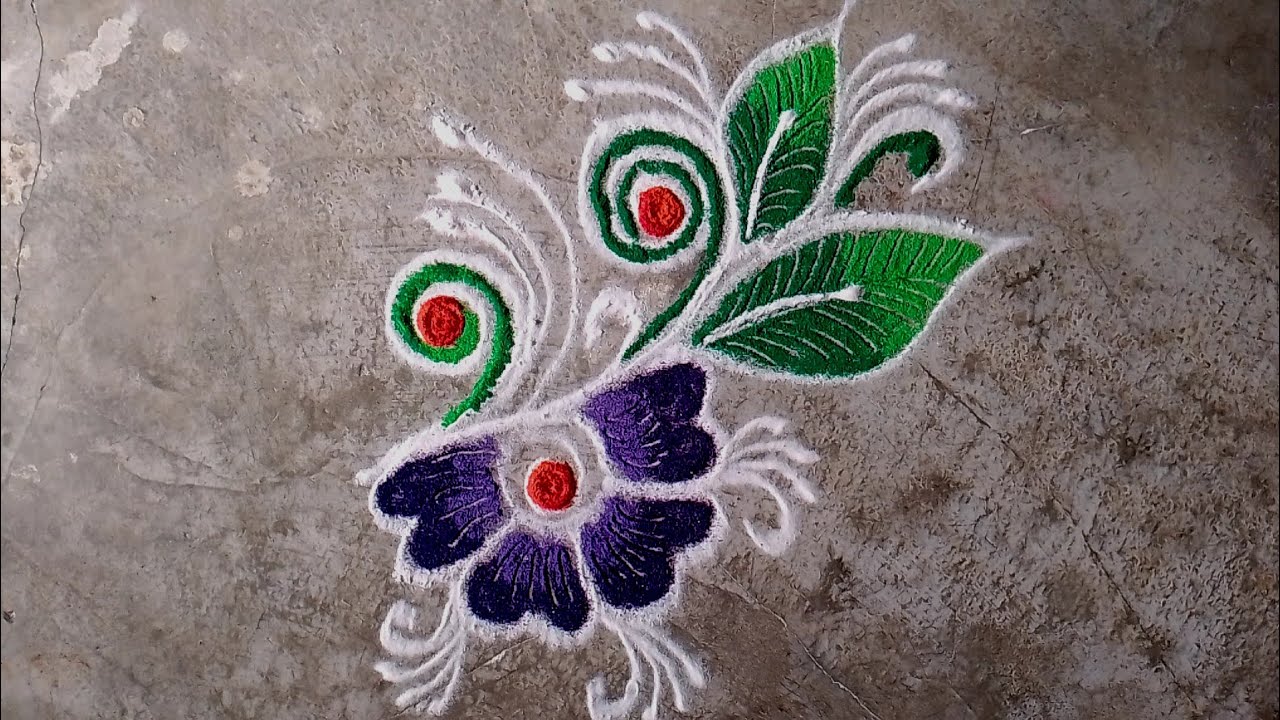 beautiful daily use Rangoli || easy Rangoli || flowers rangoli ...