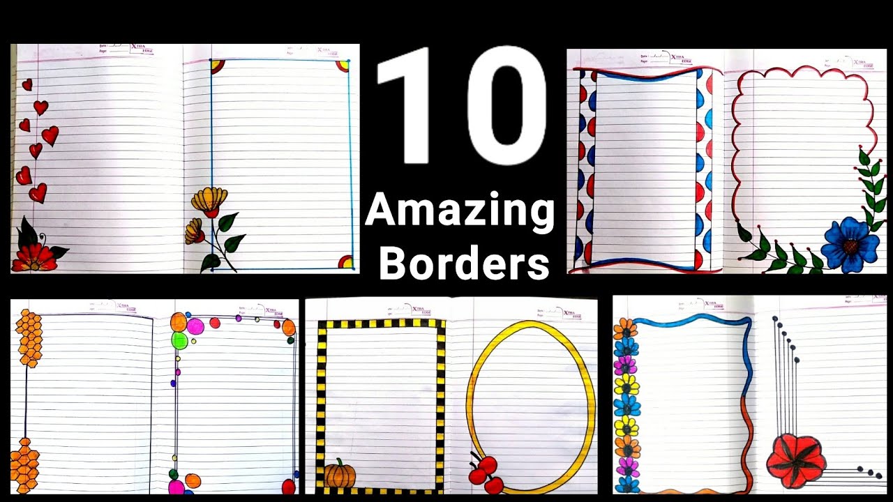 10 Beautiful borders for projects handmade|notebook border designs ...