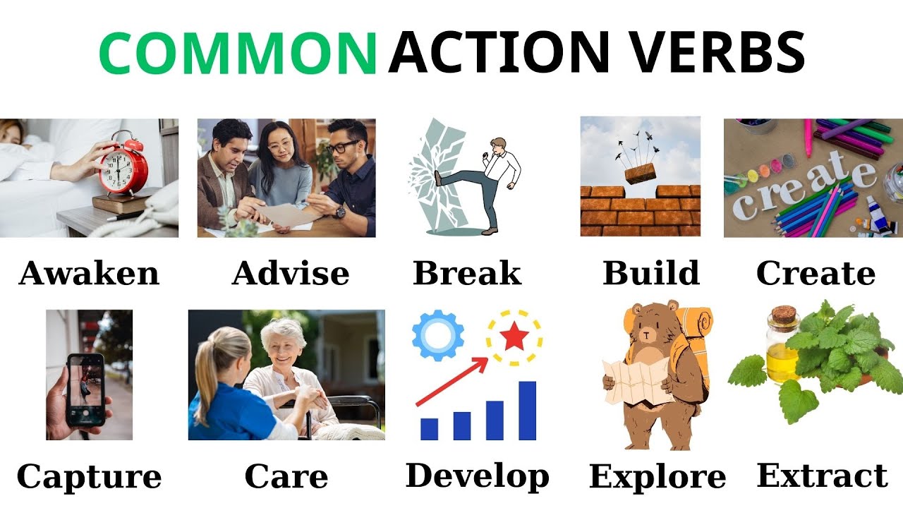 esl | learn english | Common Action Verbs in English | Part 1 | English ...