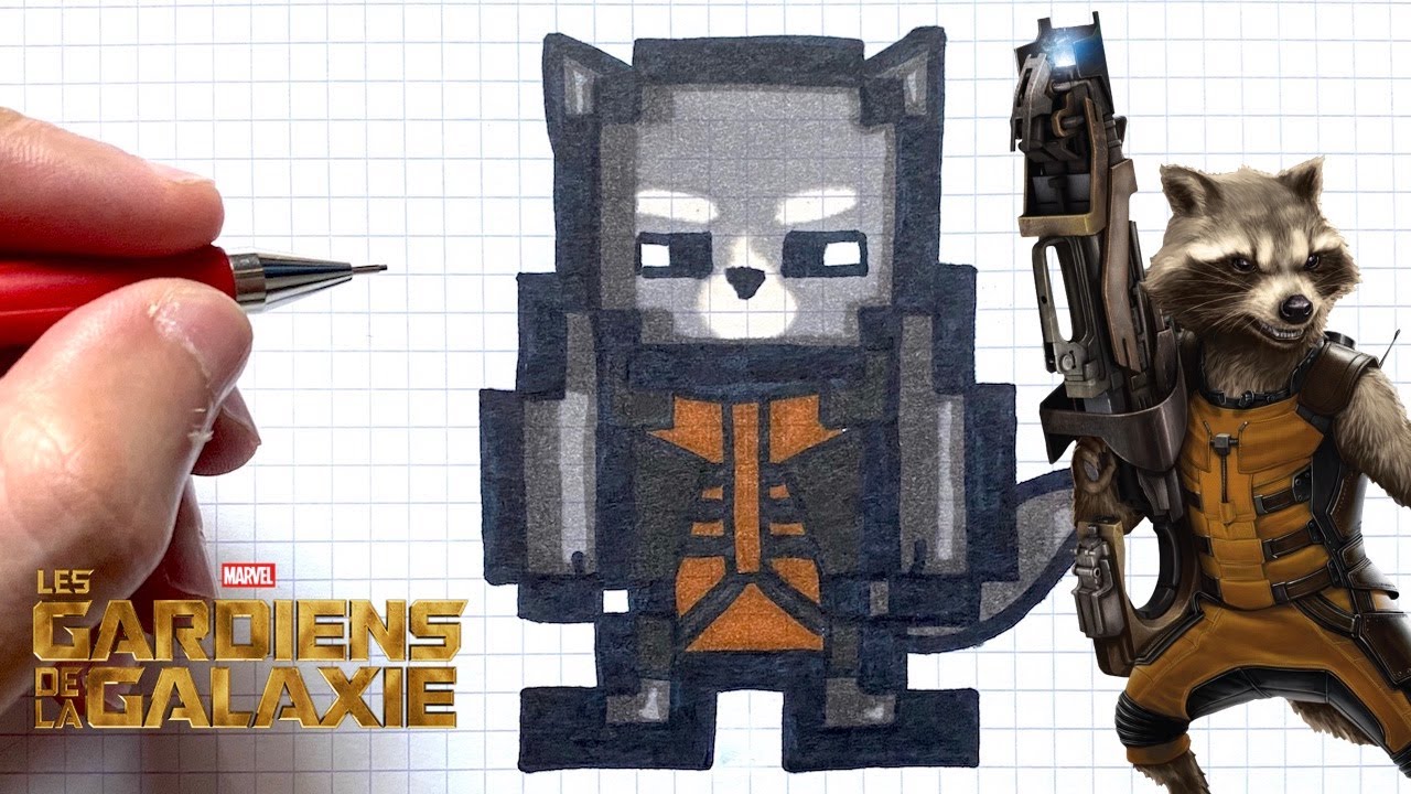 COMO DIBUJAR ROCKET PIXEL ART MARVEL - YouTube