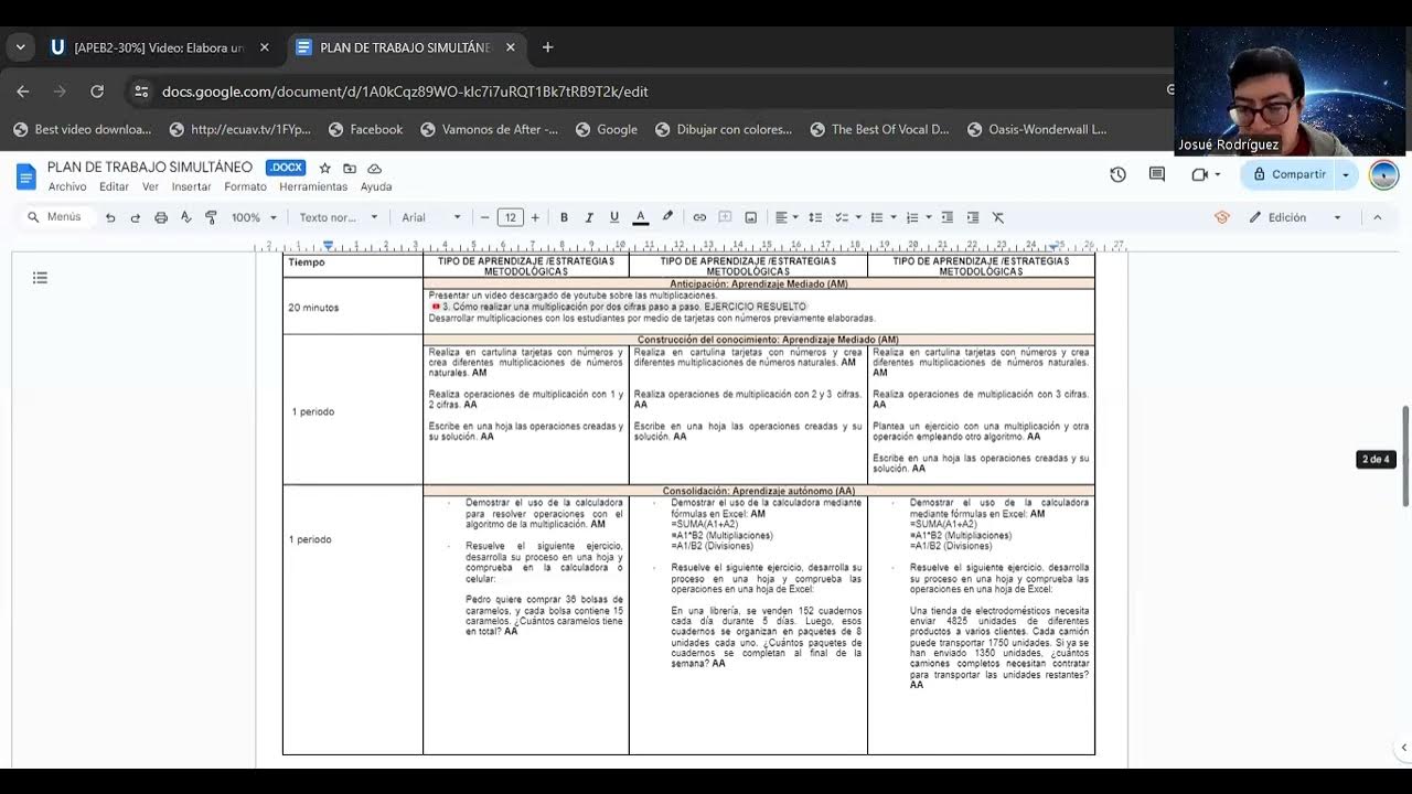 Plan de trabajo simultaneo - Josué Rodríguez - YouTube