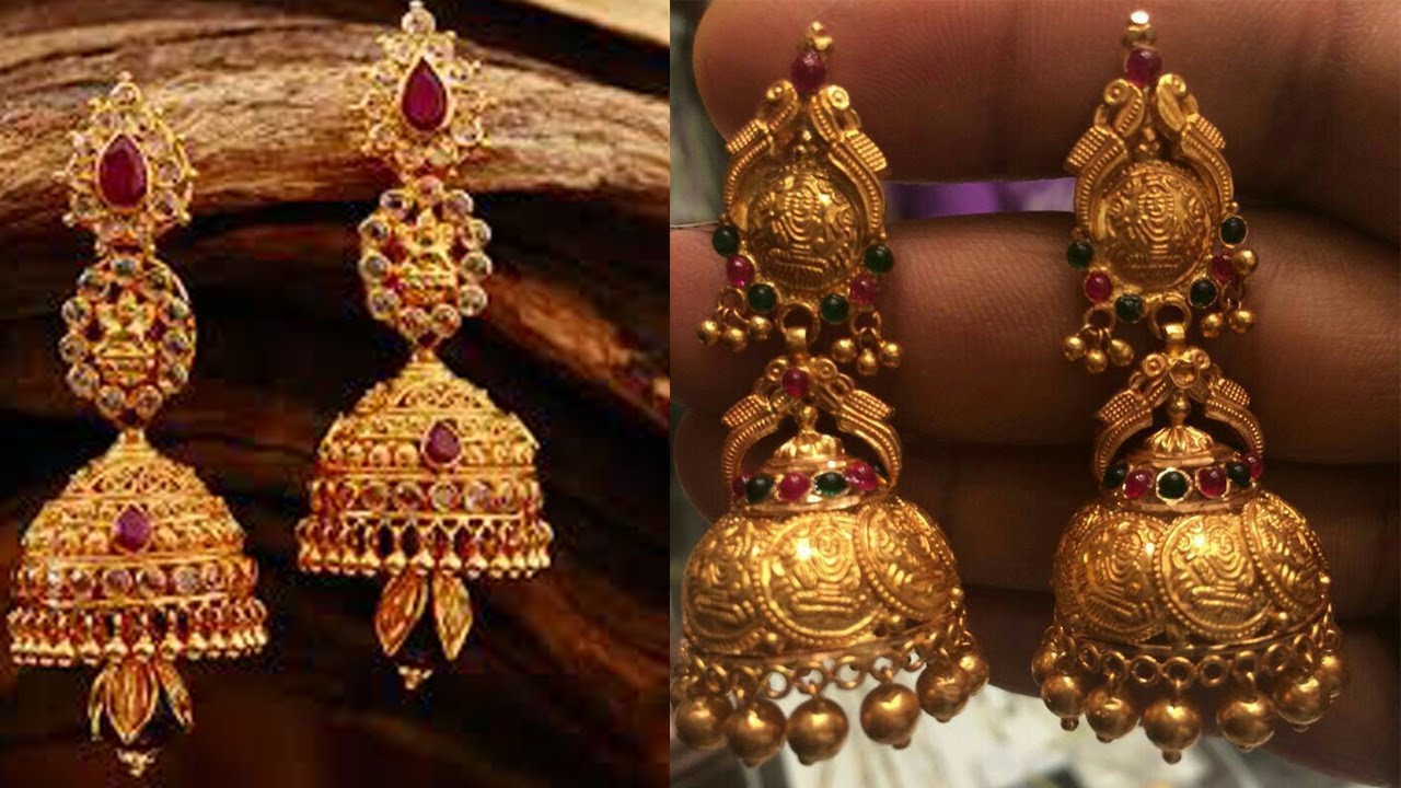 Latest Long Drop Gold Earring Designs - YouTube