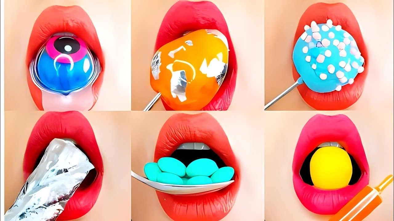 ASMR EMOJI FOOD CHALLNGE FOR SLEEP RELAXING COMPILATION EATING SOUNDS ...