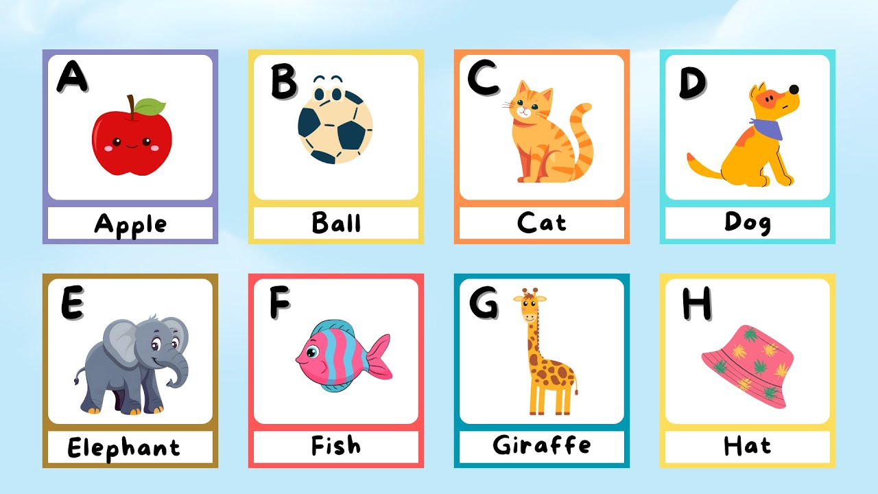 ABC Flashcards | Learning The ABC | Alphabet Words A to Z | English ...