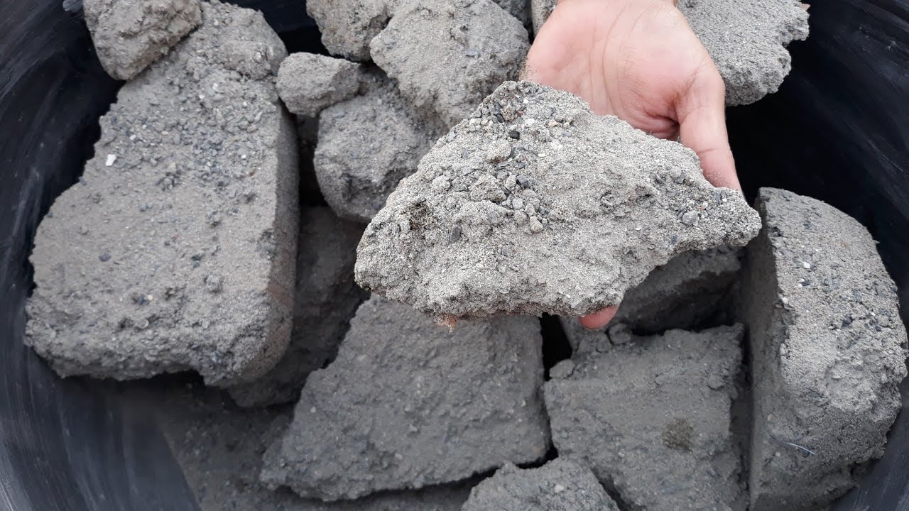 ASMR: Two Texture Dusty Cement +dirt Chunks Dry & Water Crumbling ...