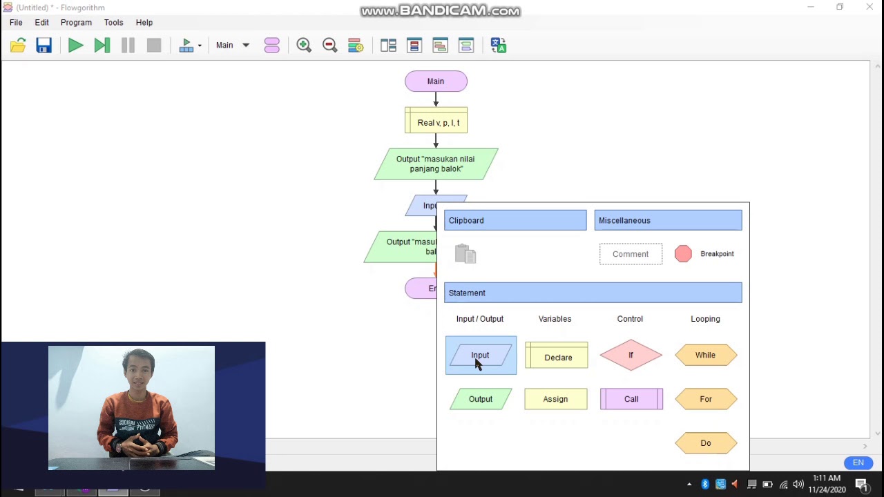 Membuat Flowchart Kasus sederhana mencari volume balok - YouTube