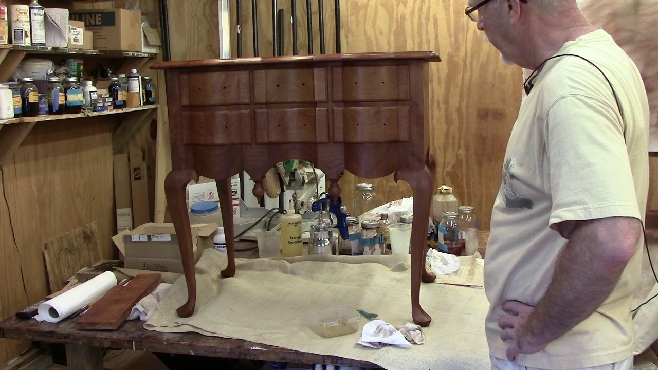 Curved Blockfront Lowboy Finishing Step 11 - YouTube