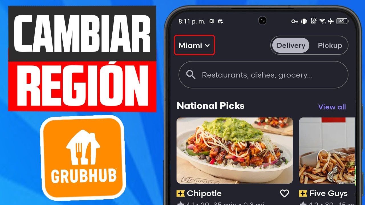 Cómo CAMBIAR la REGIÓN en GRUBHUB (2025) l Cambiar Ciudad - YouTube