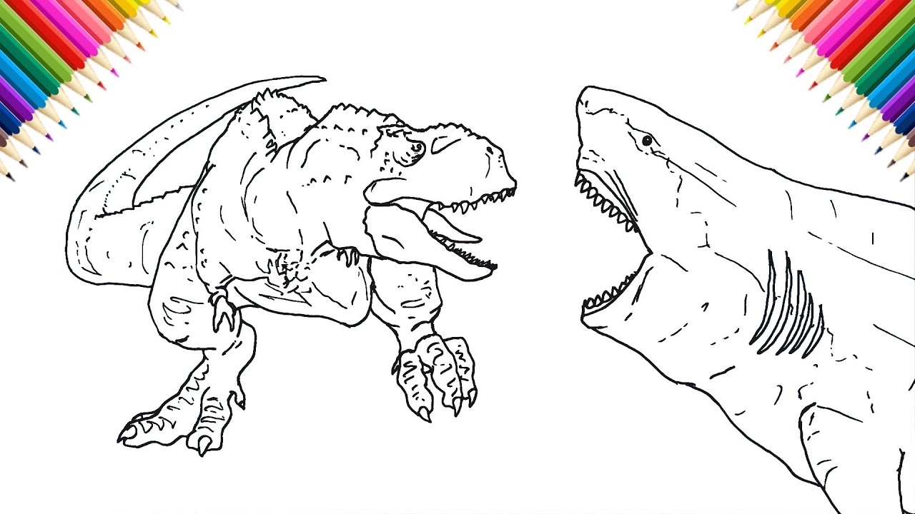 How to Draw Vastatosaurus Rex vs Megalodon - YouTube