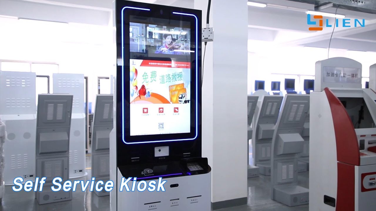 Indoor Self Service Kiosk Multi Touch Card Dispenser / Passport Scanner ...