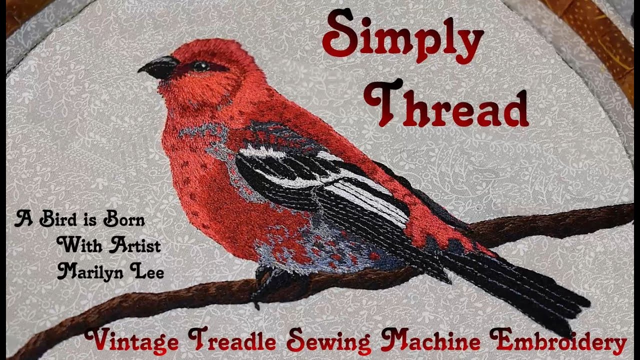 A Bird Comes To Life-Vintage Treadle Sewing Machine Embroidery - YouTube