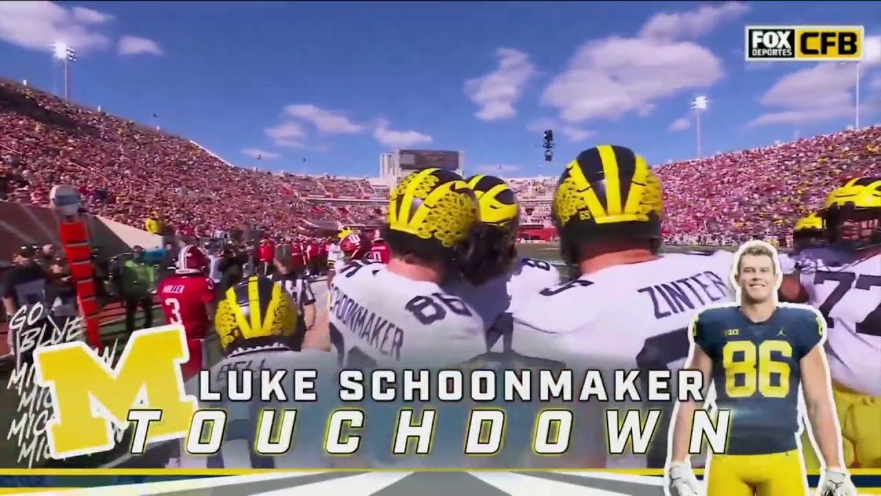 Touchdown Luke Schoonmaker | Michigan 24-10 Indiana | NCAA | CFB en FOX ...