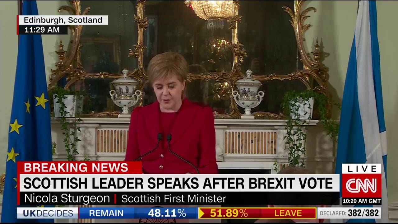 SCOTTISH LEADER SPEAKS AFTER BREXIT VOTE - YouTube