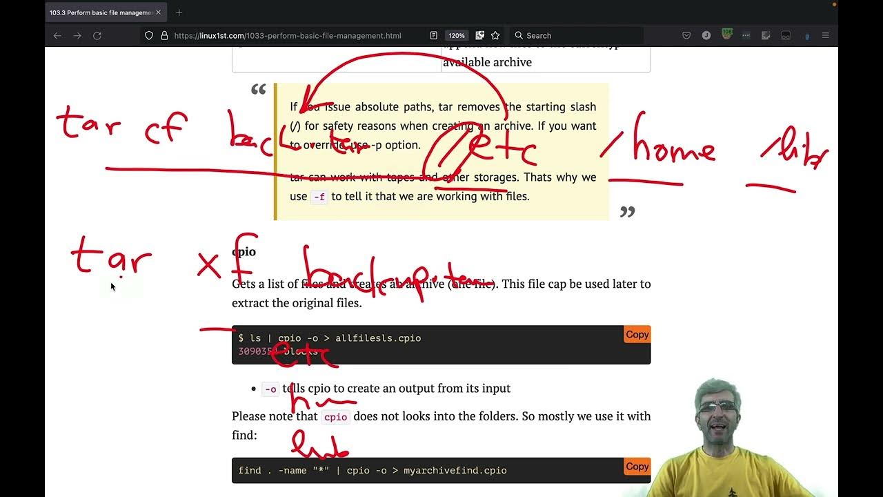 Managing file in Linux systems; part 3/3: Compressing (gzip, xz, bzip2) and Archiving (tar/cpio ...