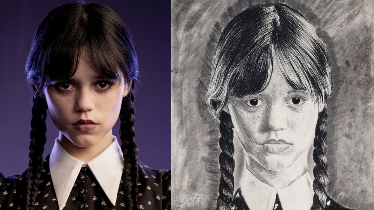 Drawing of Wednesday Addams in "Wednesday" Season 1 #art #drawing # ...