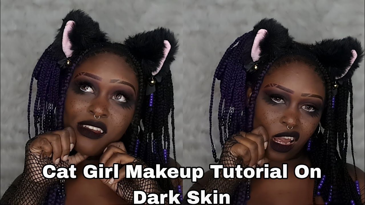 Egirl makeup tutorial on dark skin | Blackgirl | Cat girl Cosplay - YouTube
