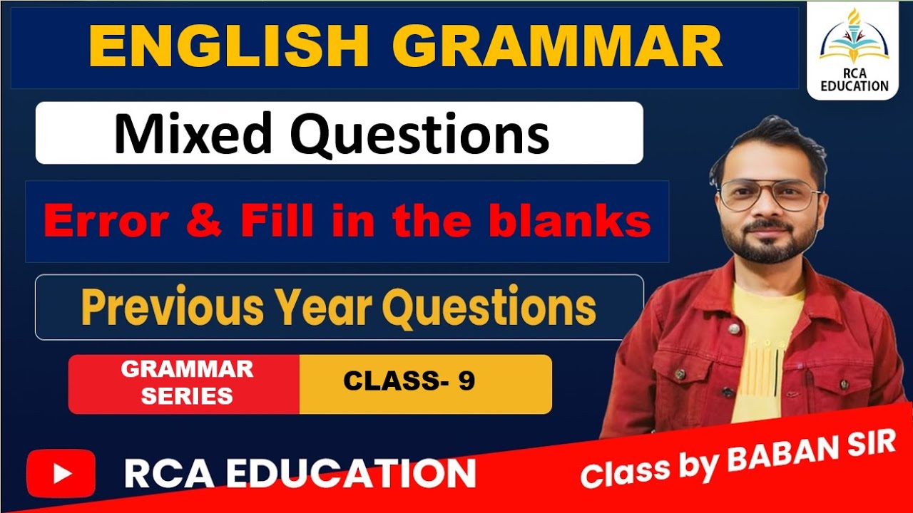 ENGLISH GRAMMAR // Mixed Question || Previous Year Questions || Class-9 ...